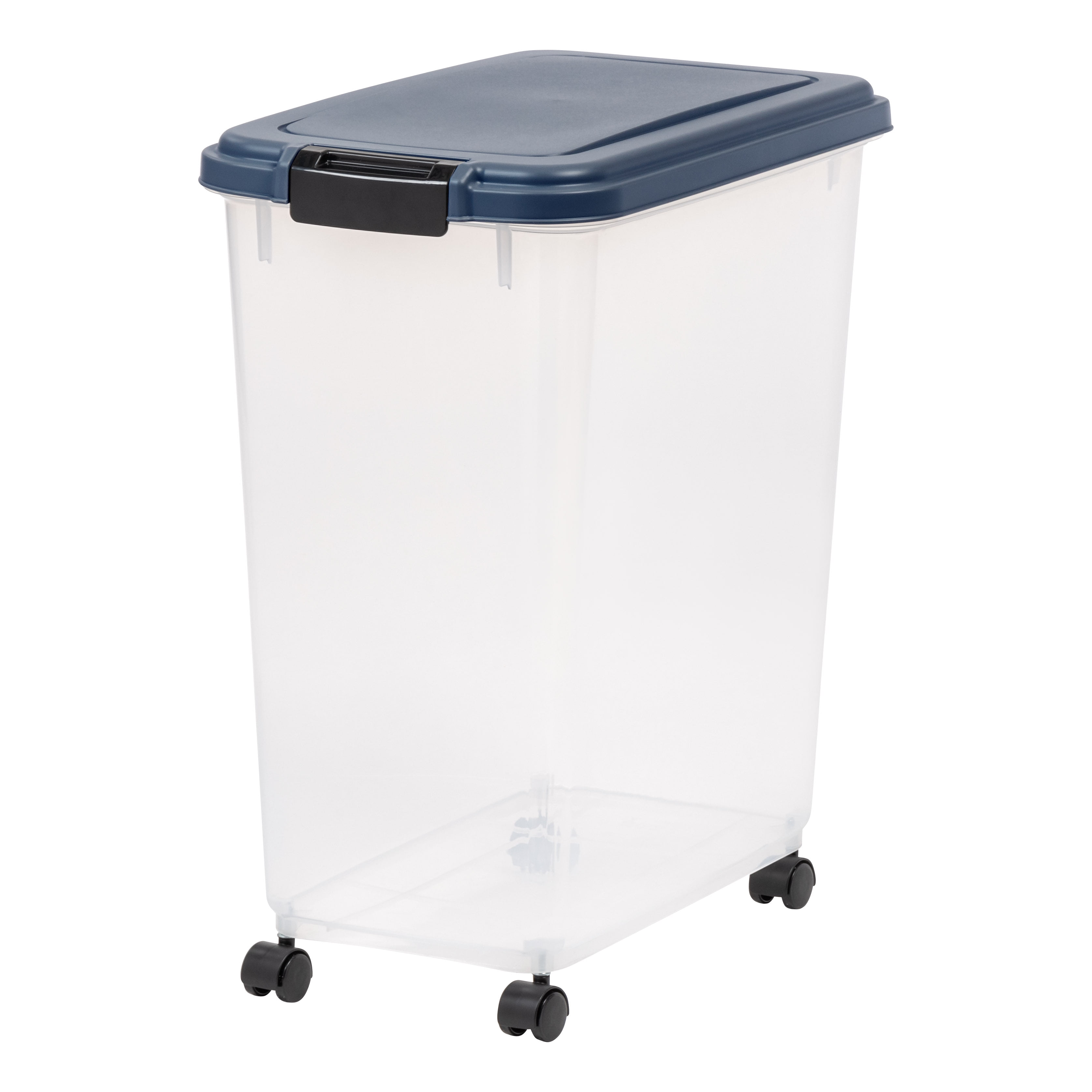 IRIS Airtight Pet Food Storage Container, 45 Qt, Rolling Bin, Navy ...