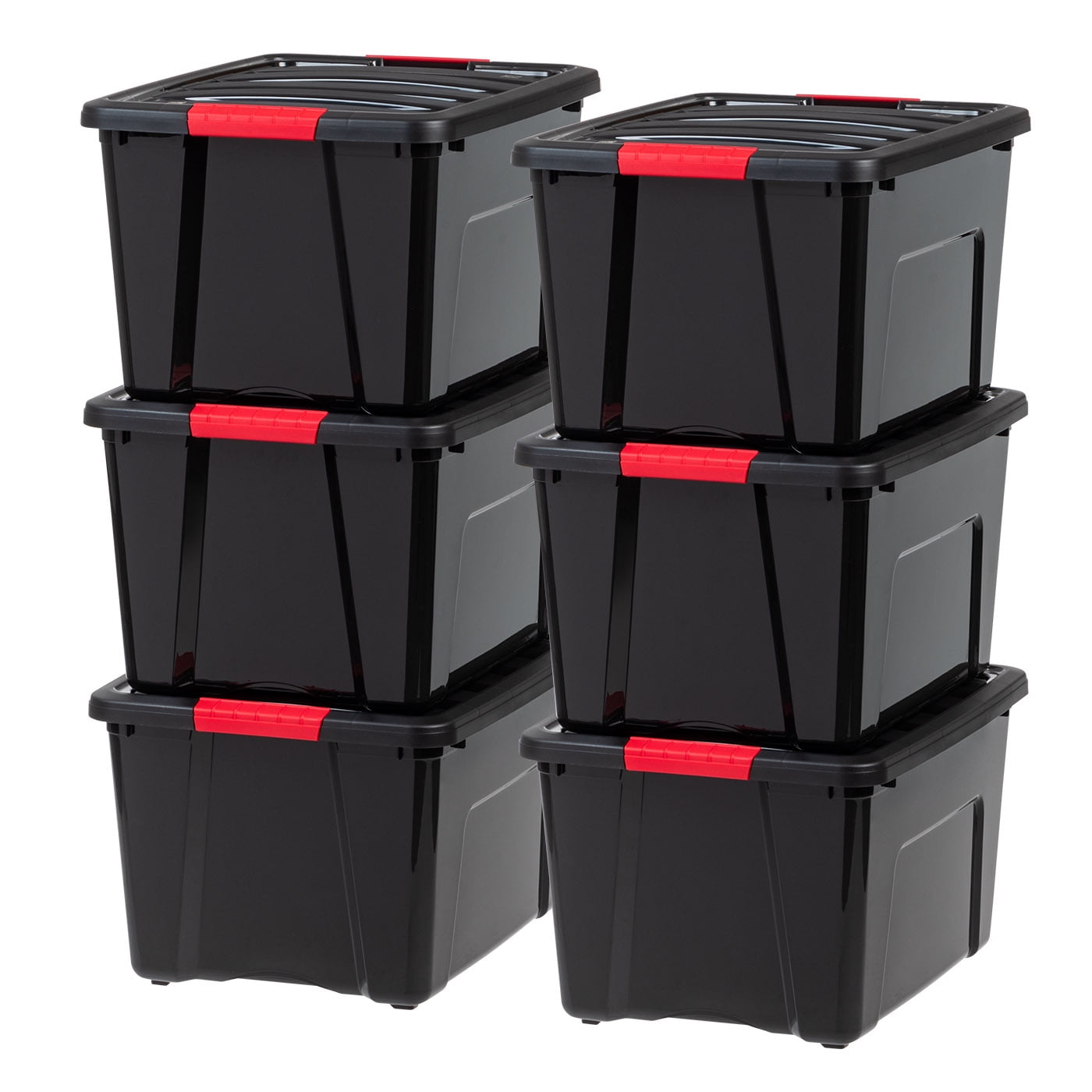 IRIS USA 40 Qt Stackable Storage Bins with Lids, 6 Pack - Black ...