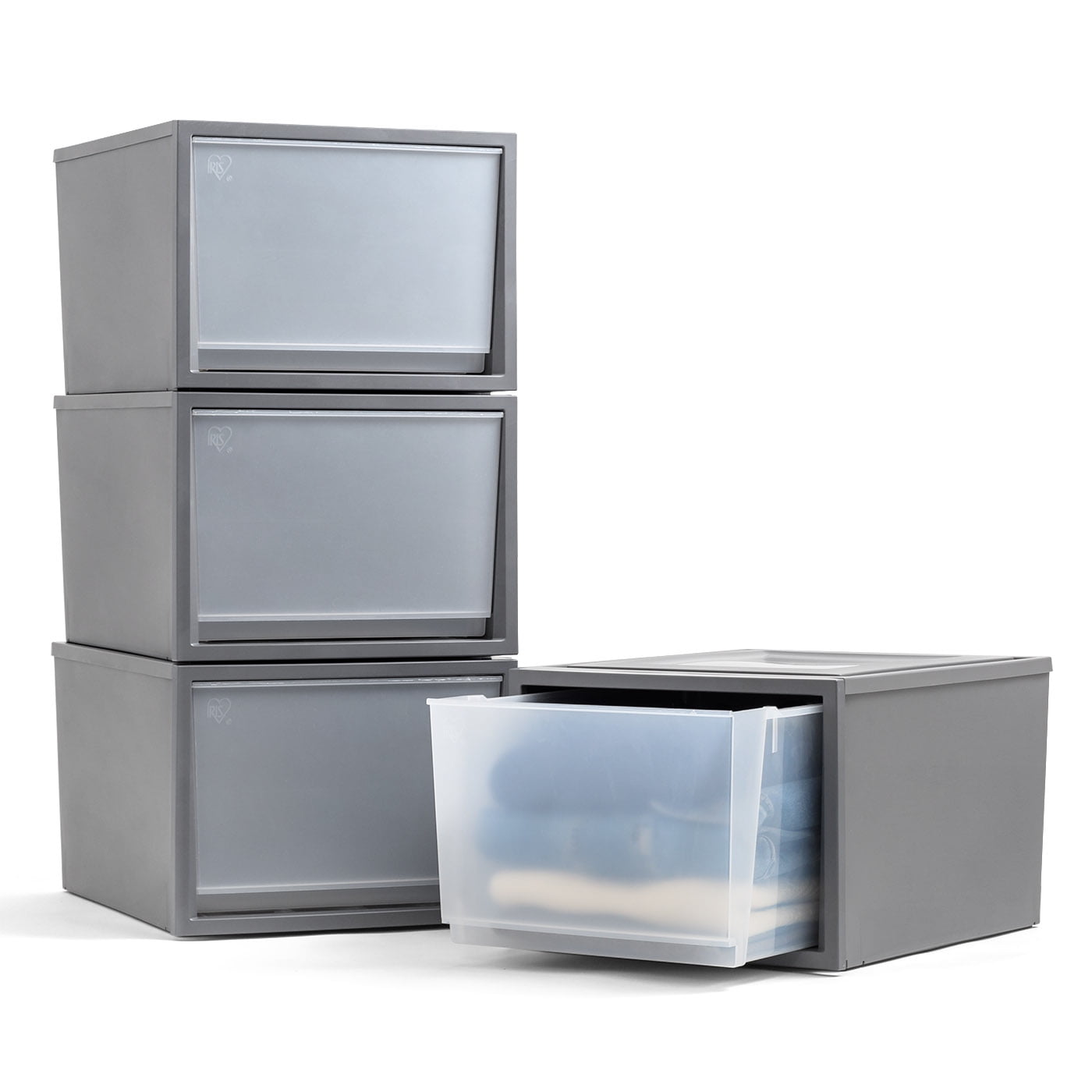IRIS USA 42 Qt. Stackable Plastic Clothes Containers, 4 Pack Large ...