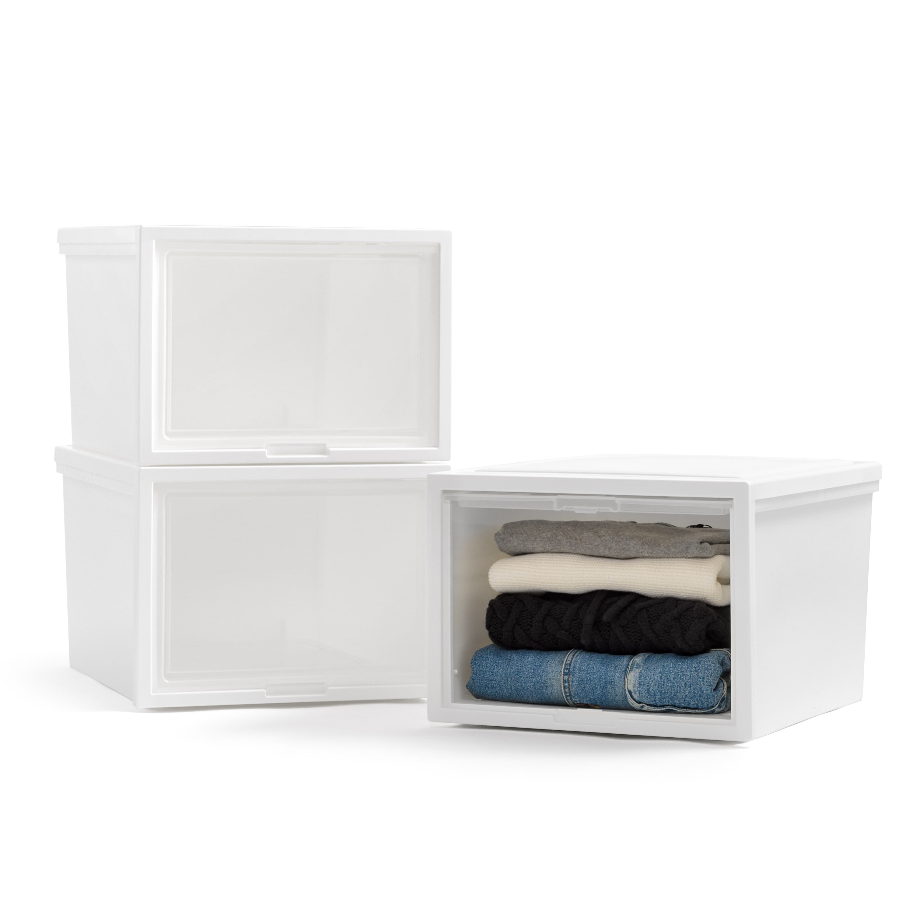 IRIS USA 42 Qt. Stackable Storage System for Clothes, Large, 3 Pack ...