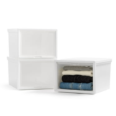 Your Zone Square Stacking Bin Plastic, Gray Flannel, Set of 4 - Walmart.com