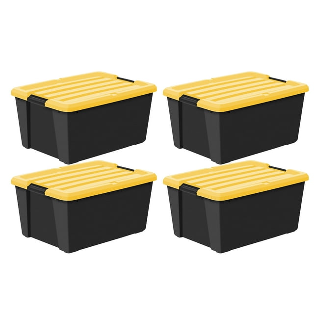 IRIS 45 Qt. Plastic Storage Bins with Lids, Black, Latching, Stackable ...