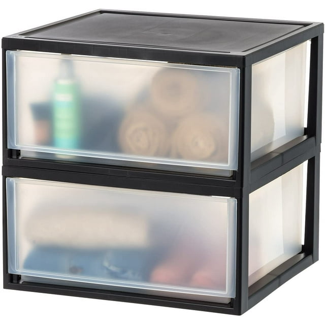 IRIS USA 47 Qt. Extra Large Plastic Stacking Drawer Box Container, 2 ...
