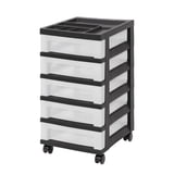 IRIS 5-Drawer Narrow Plastic Storage Drawer Cart with Organizer Top ...