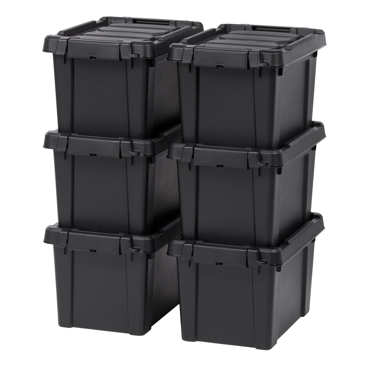 IRIS USA, 5 Gallon Black Storage Totes - Pack of 6, Lockable, Stackable ...