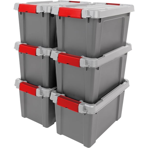 IRIS USA 5 Gallon Lockable Storage Totes with Lids, 6 Pack - Gray ...