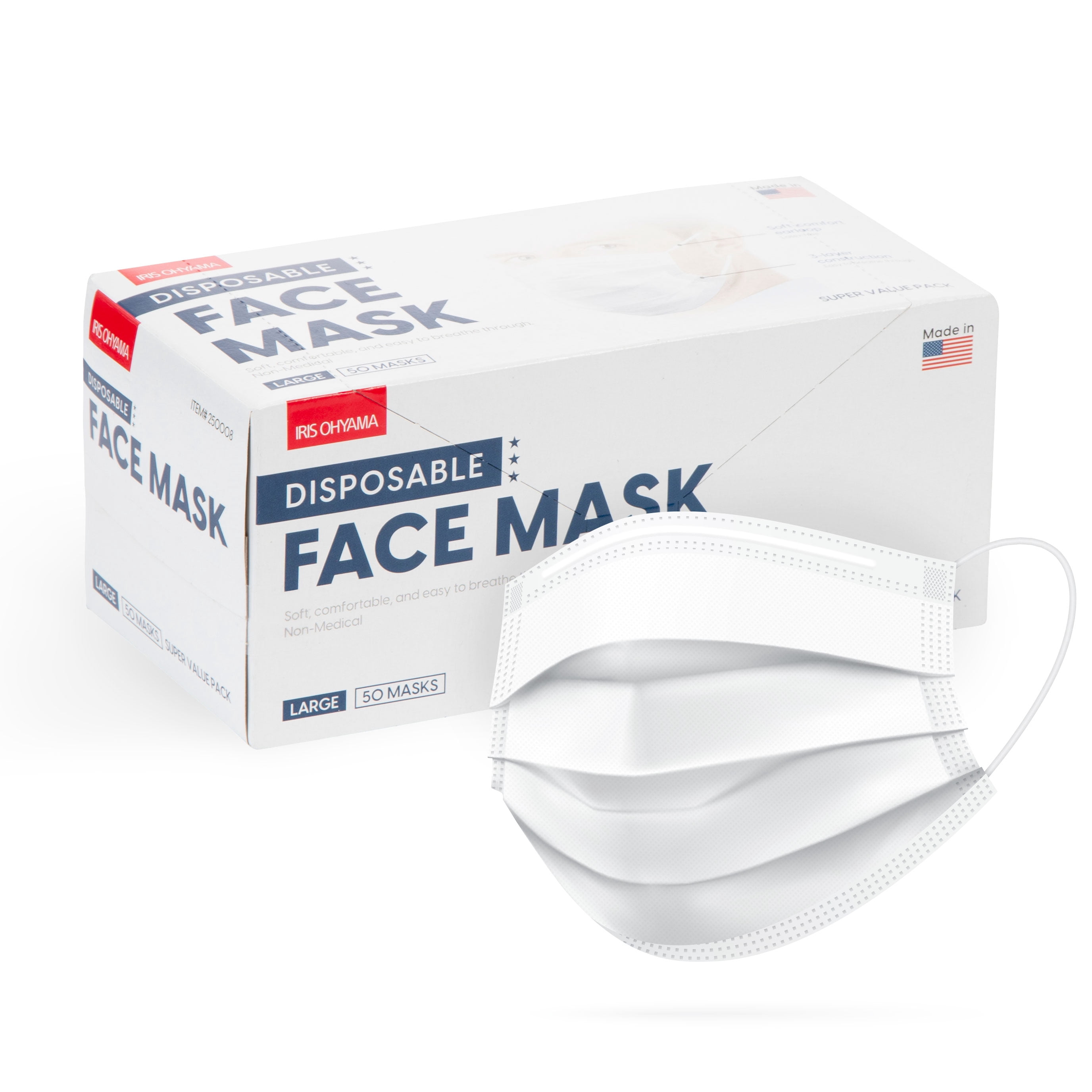 IRIS USA 50-Piece Earloop Face Mask, Made in USA - Walmart.com