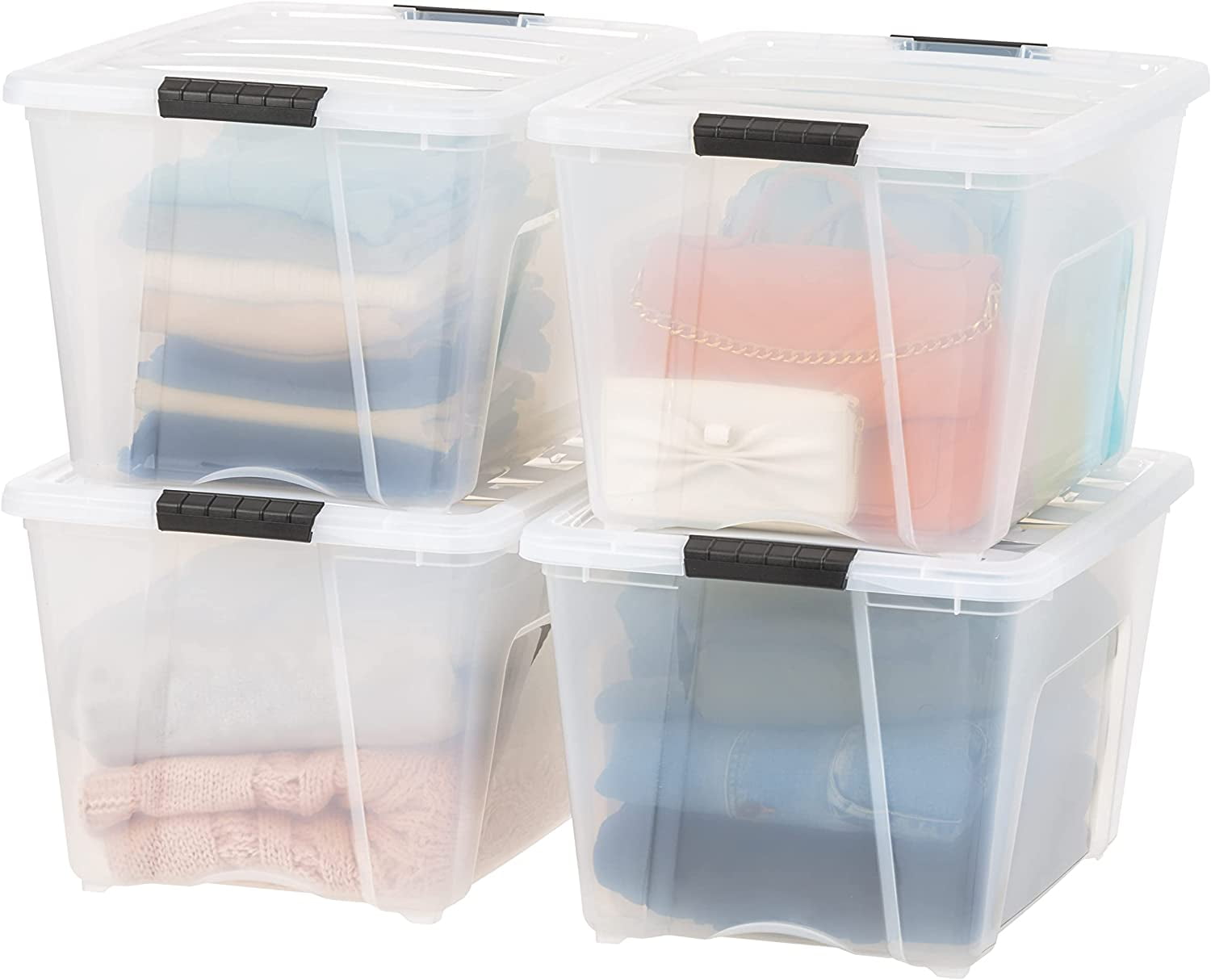 IRIS USA 54 Qt Stackable Plastic Storage Bins with Lids, 4 Pack - BPA ...