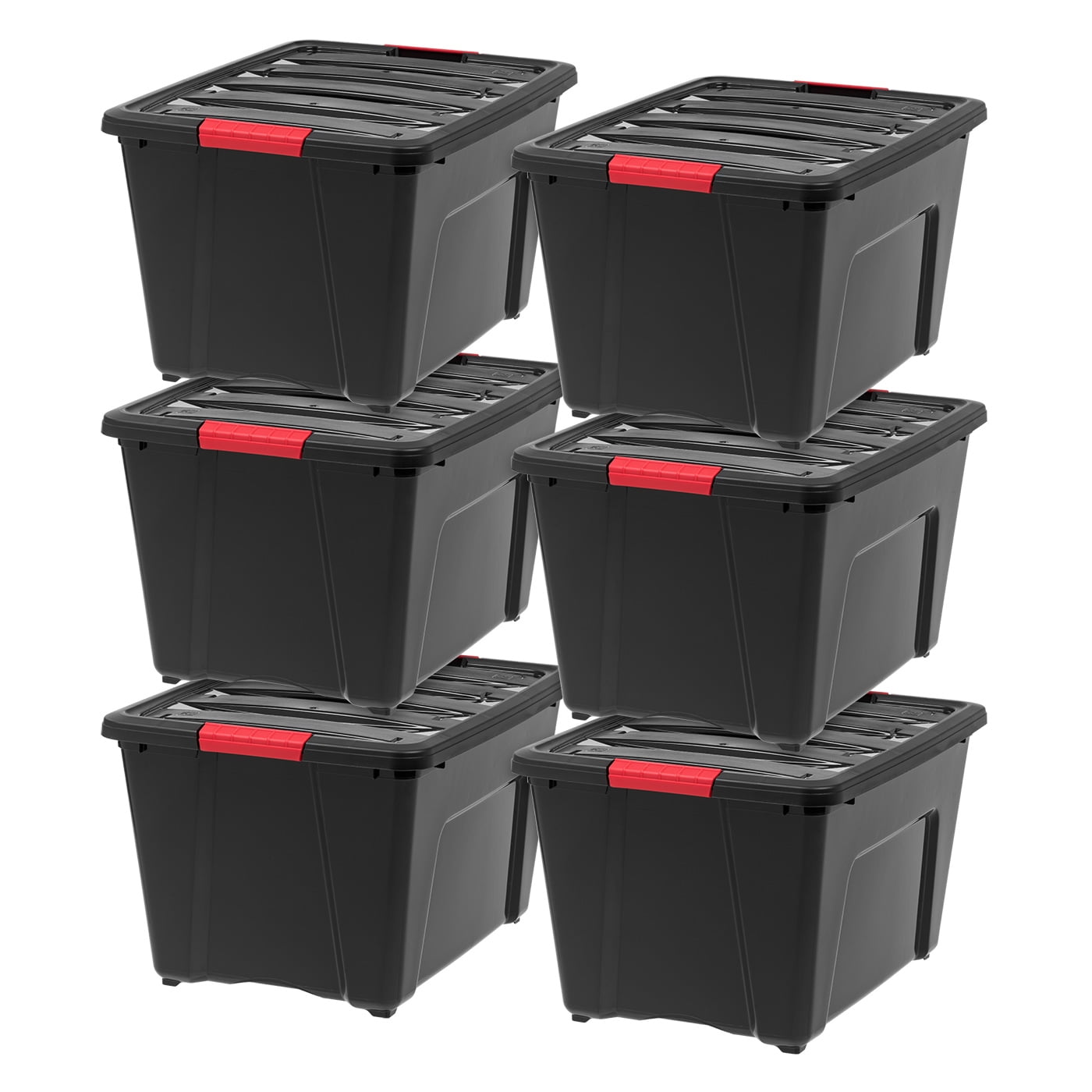 IRIS USA 54 Qt Stackable Plastic Storage Bins with Lids, 6 Pack - BPA ...
