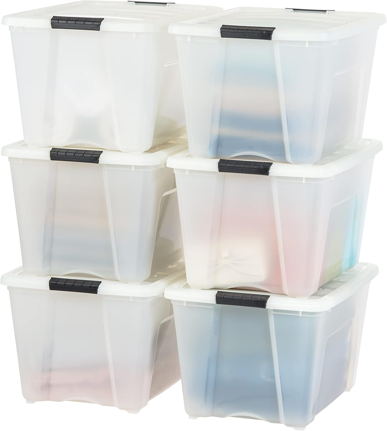 IRIS USA 54 Qt Stackable Plastic Storage Bins with Lids, 6 Pack - BPA ...