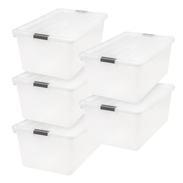 IRIS USA 5Pack Clear View Plastic Storage Bin with Lid, 68qt/17gal ...
