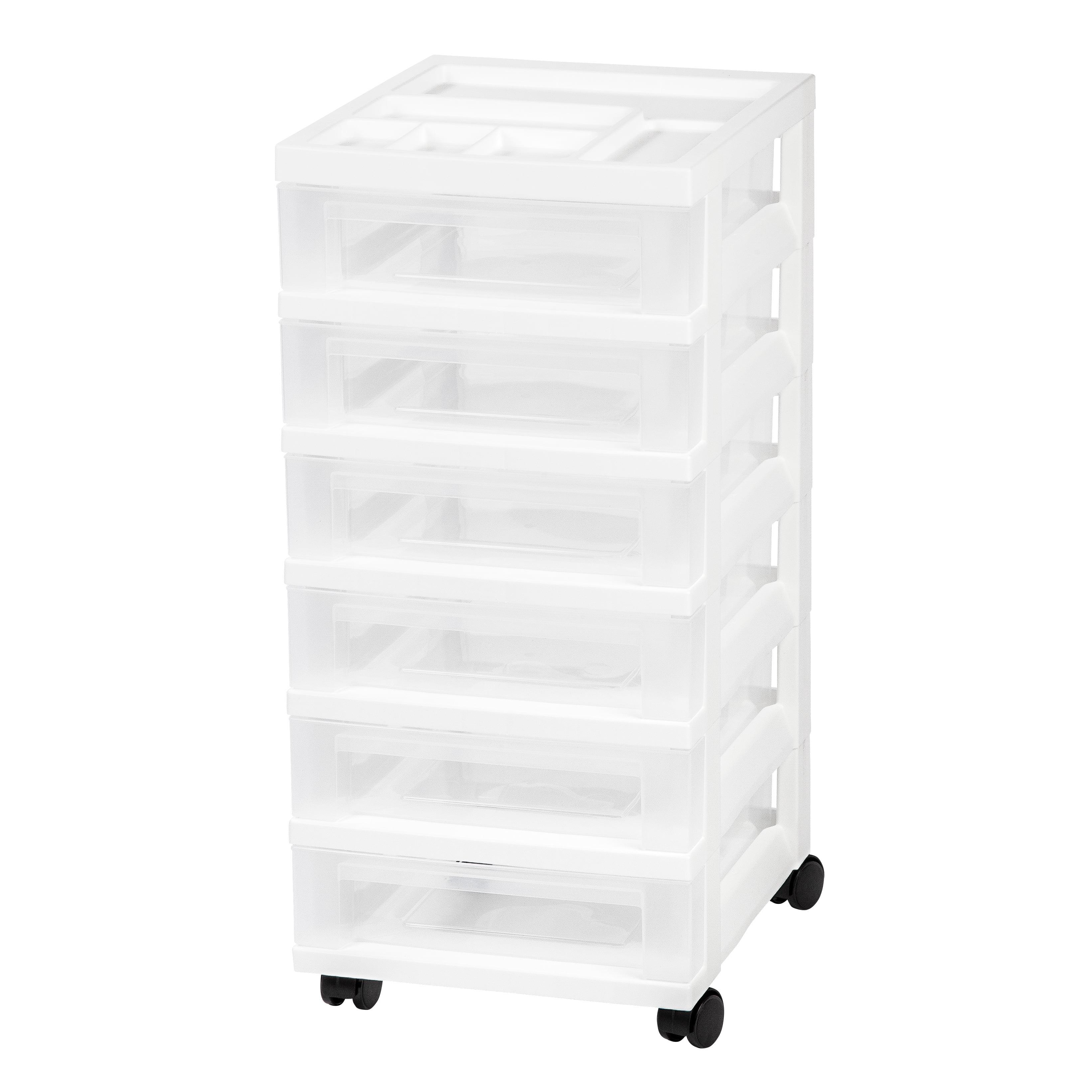 IRIS USA 6-Drawer Craft Storage Cart with Organizer Top, Rollers ...
