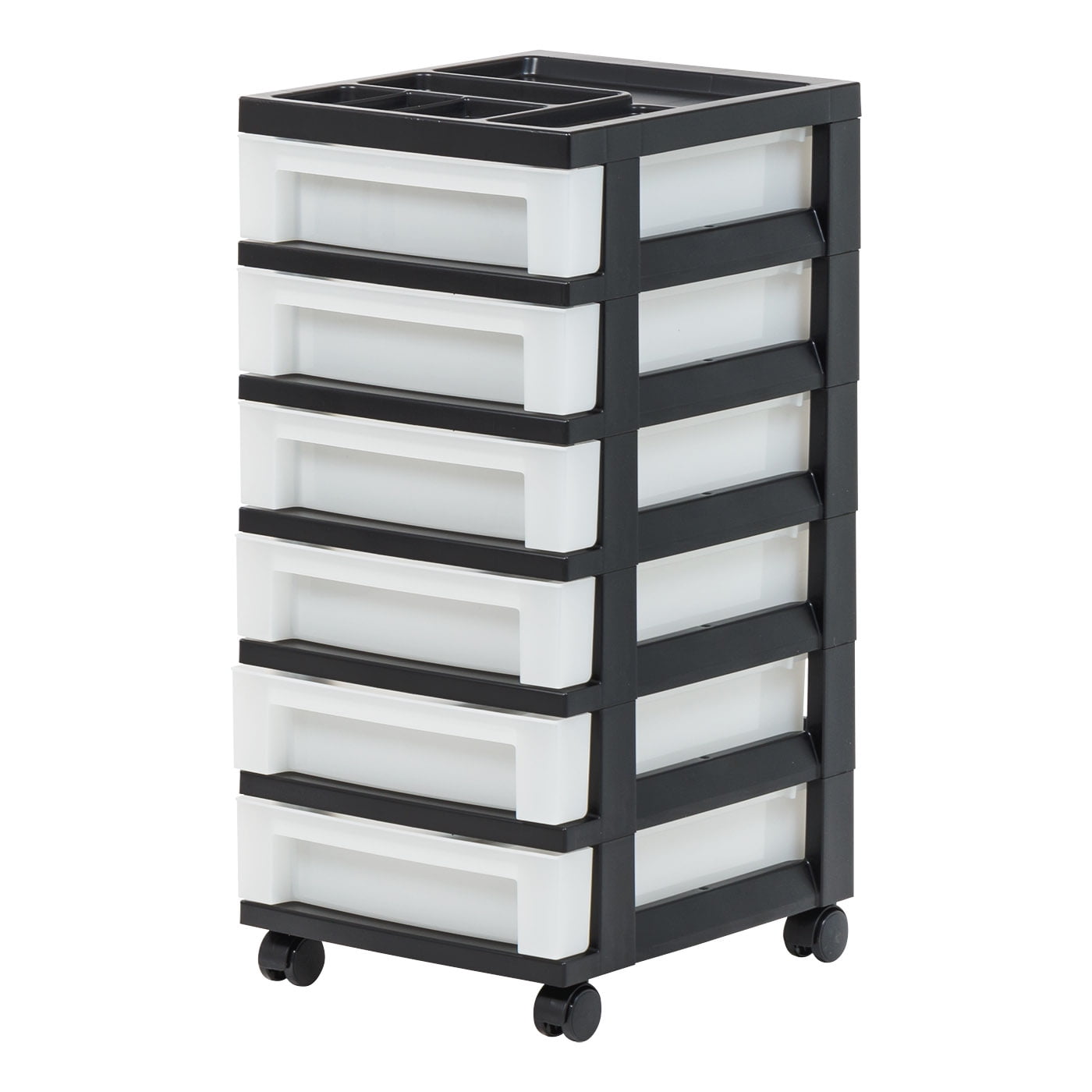 Iris Usa 6 Drawer Storage Cart With Organizer Top Black