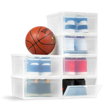Jakmean X-Large Organized Plastic Shoe Storage Box, Stackable Shoe Rack ...