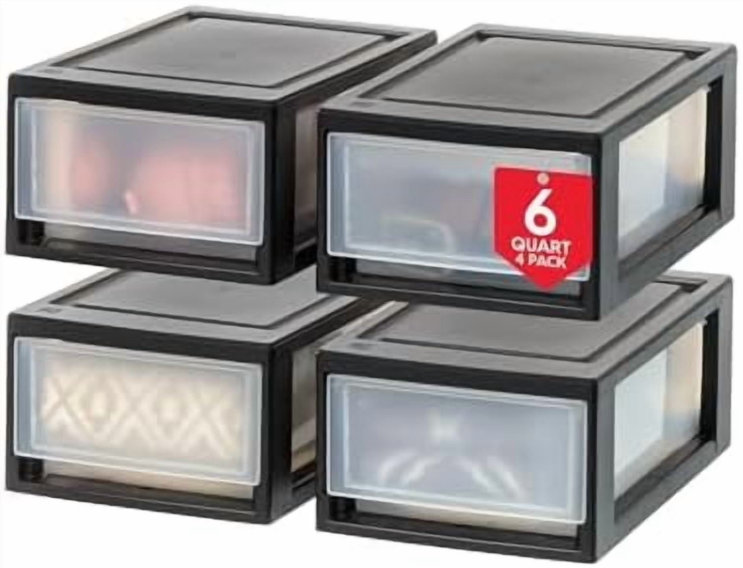 IRIS USA 6 Qt. Small Plastic Stacking Drawer, Stackable Storage ...