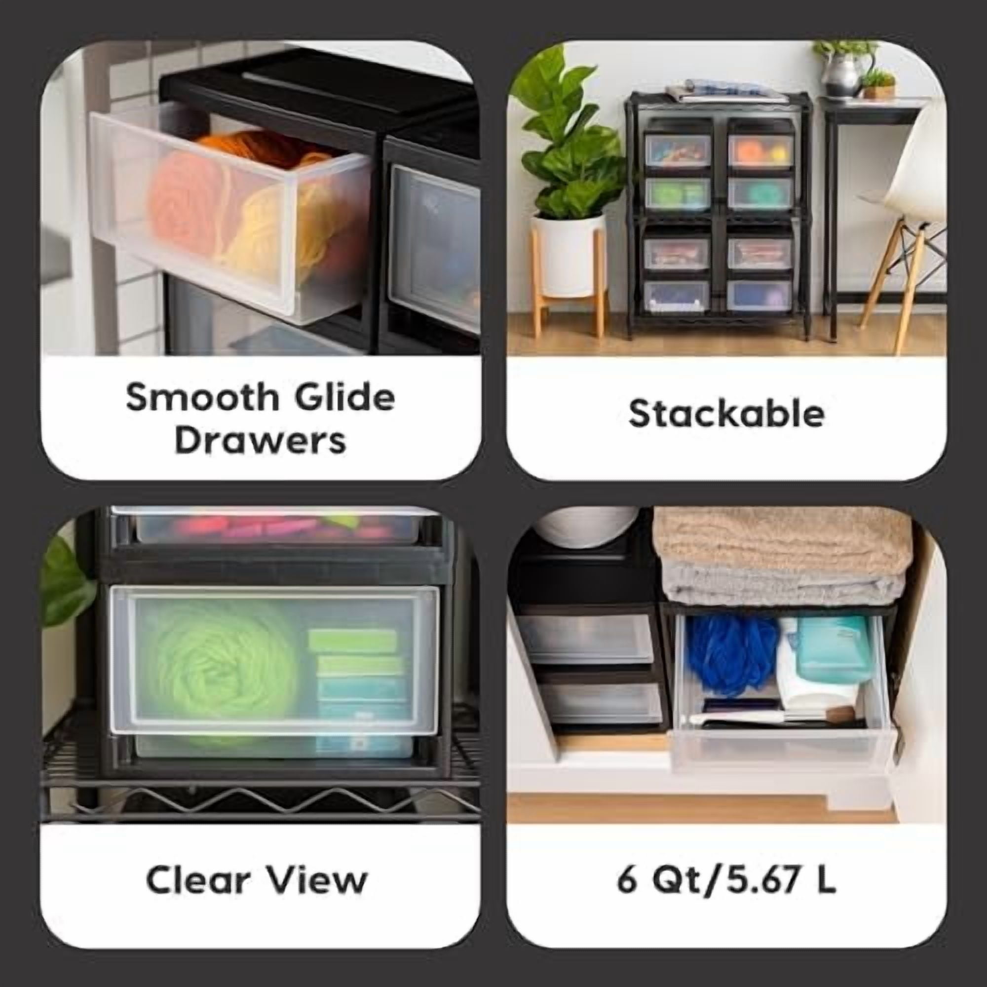 IRIS USA 6 Qt. Small Plastic Stacking Drawer, Stackable Storage ...