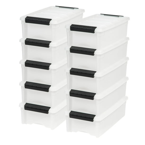 IRIS USA 5.8 Qt. Plastic Storage Bins with Lids, Pearl, Latching ...