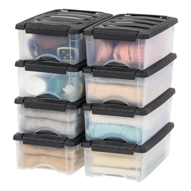 IRIS USA 6 Qt Stackable Plastic Storage Bins with Lids, 8 Pack - BPA ...
