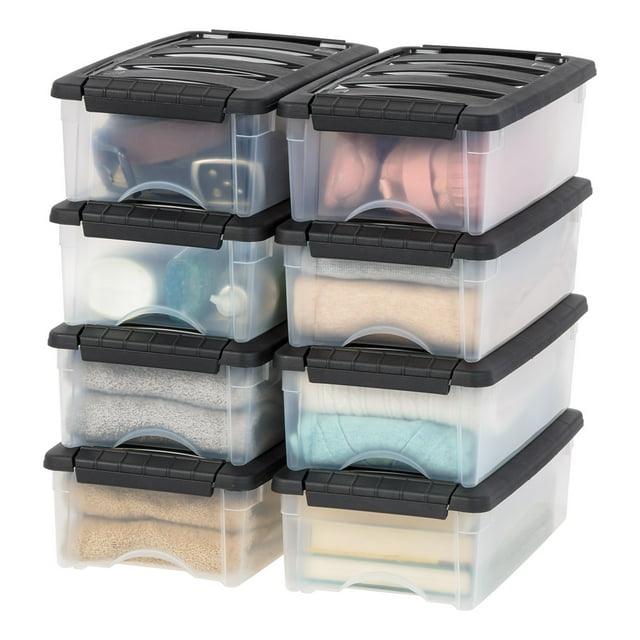 Iris Usa 5 8 Qt Plastic Storage Bins With Lids Clear Latching
