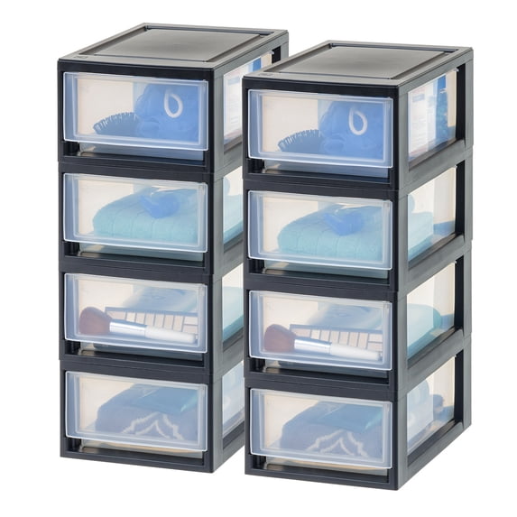 IRIS USA, Stackable Storage Drawer, 6 Qt, 8 Pack Black - Walmart.com