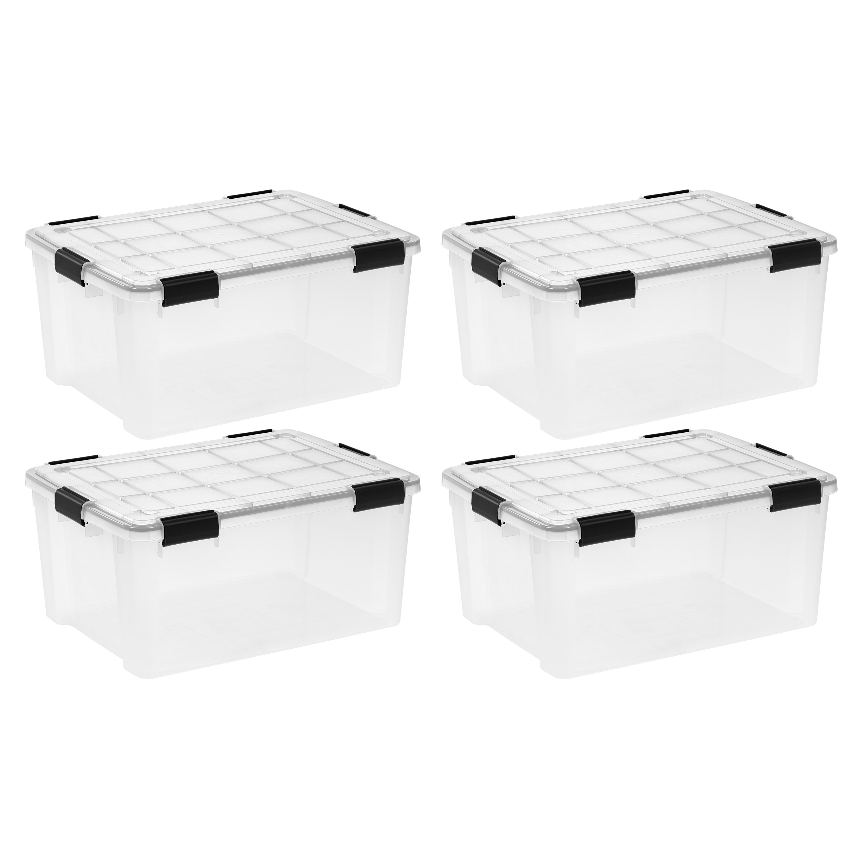 IRIS 60 Qt. Plastic Storage Bins with Sealed Lids, Clear Gasket Box ...
