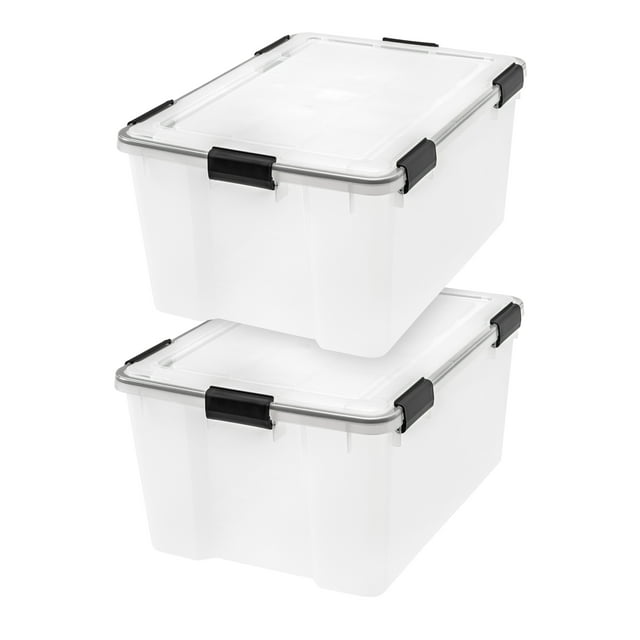 IRIS USA 63 Qt Plastic Storage Box with Gasket Lid, 2 Pack - BPA-Free ...