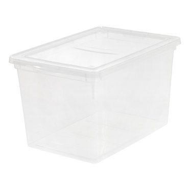 Iris Stack & Pull 12.9 Qt. Latch Lid Storage Bin Navy/Clear (100306 ...