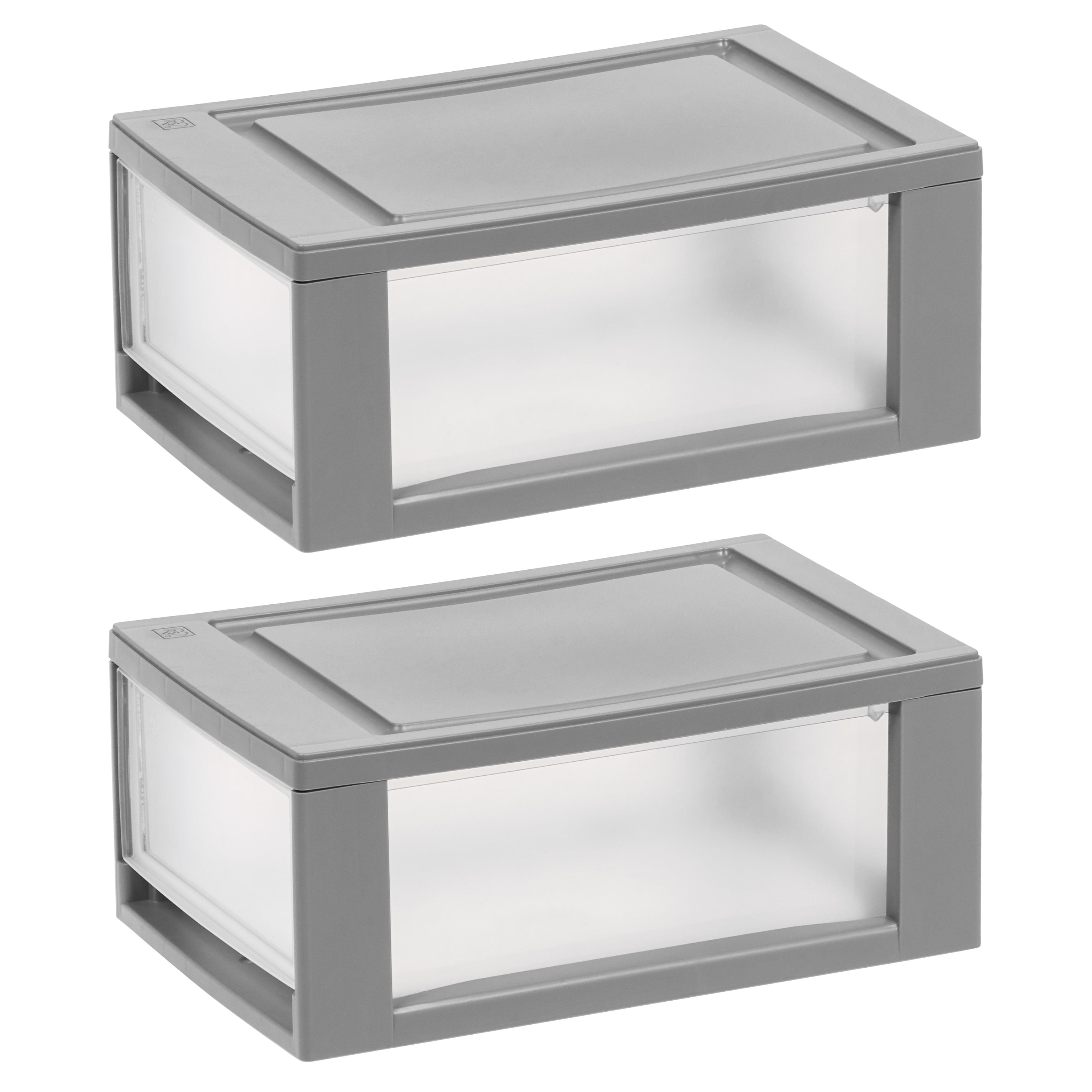 Iris Usa 6qt Plastic Storage Modular Stacking Drawers Set Of 2 Gray