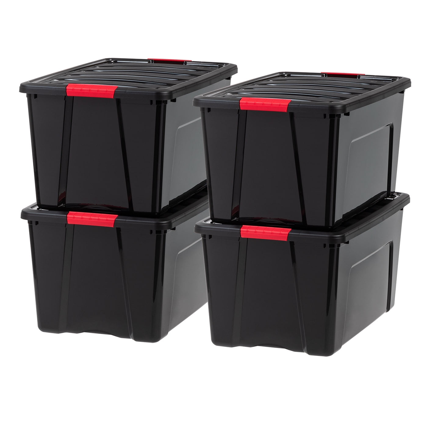 Iris Usa 72 Qt Plastic Storage Bins With Lids Black Latching