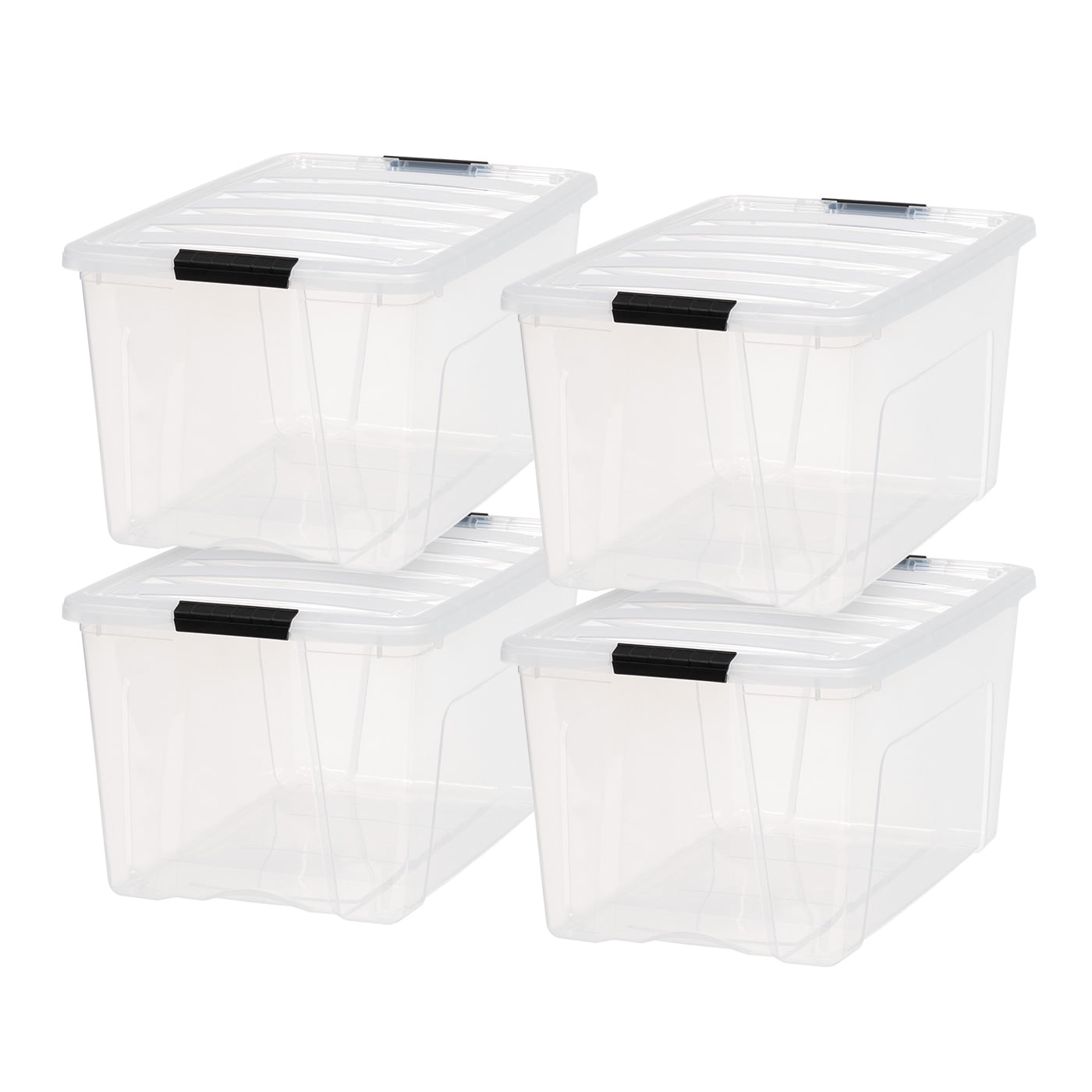 IRIS USA 72 Quart Stack & Pull™ Box, Clear with Black Buckle, Set of 4 ...