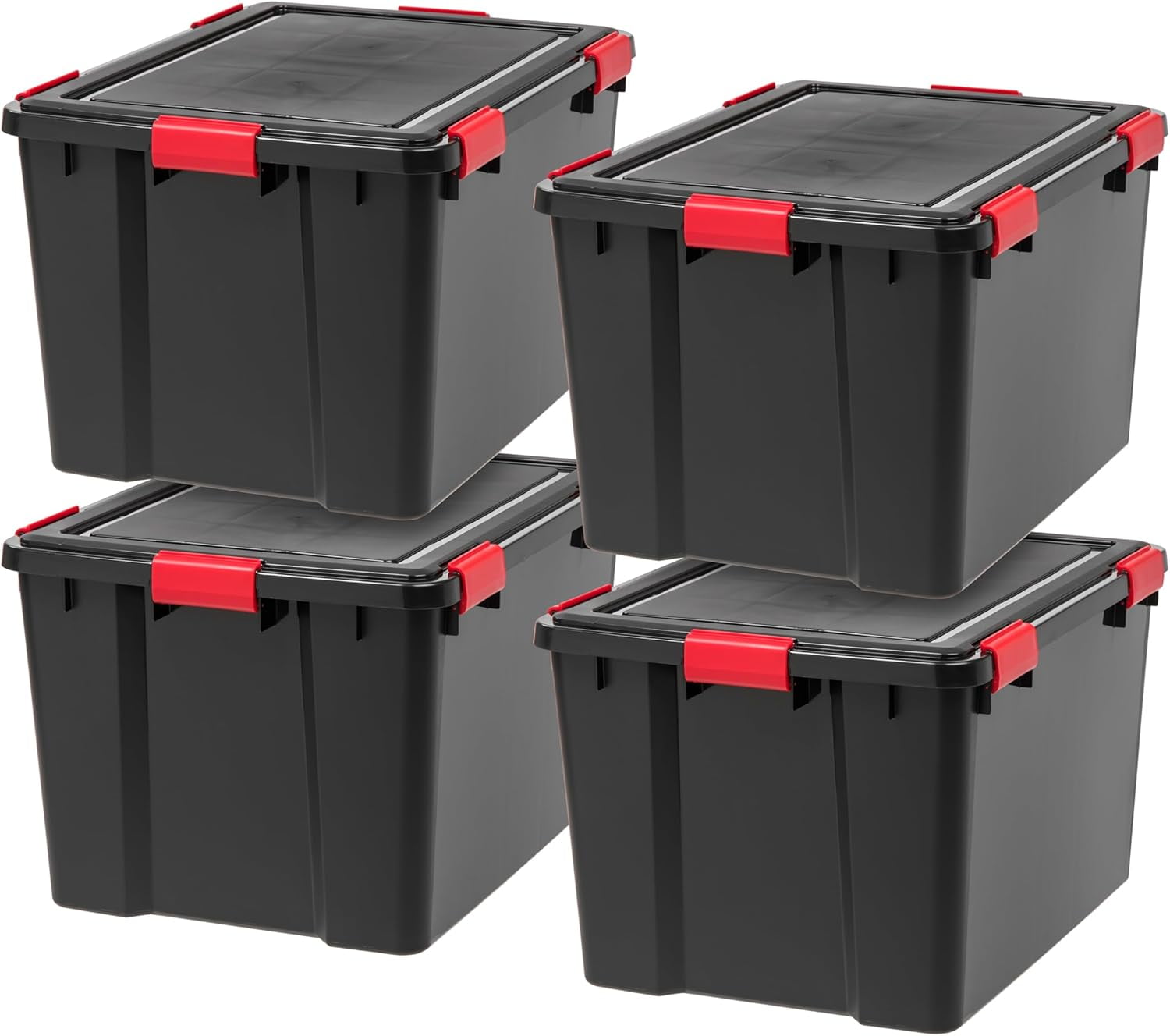 IRIS USA 74Qt Weatherproof Storage Box with Locking Lid, 4 Pack, BPA ...