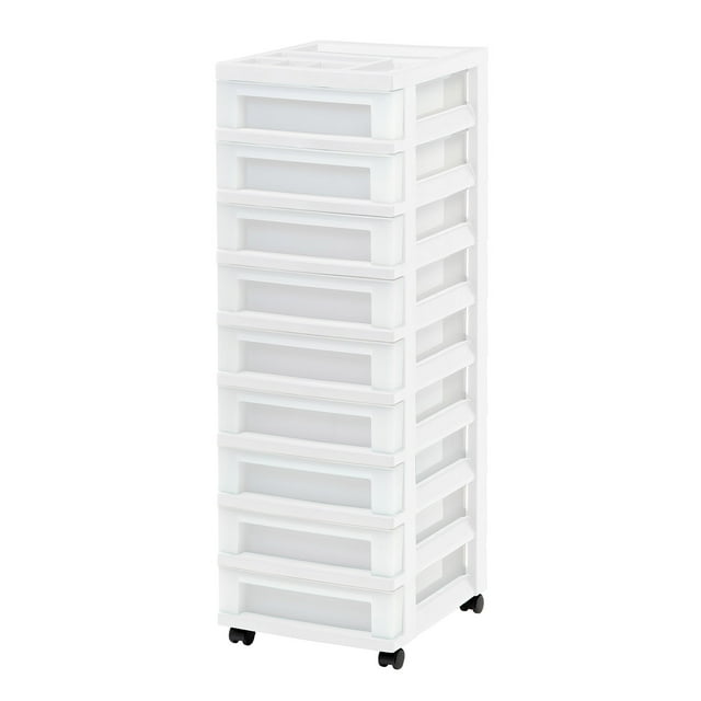 IRIS USA, 9-Drawer Narrow Plastic Storage Drawer Cart with Organizer ...