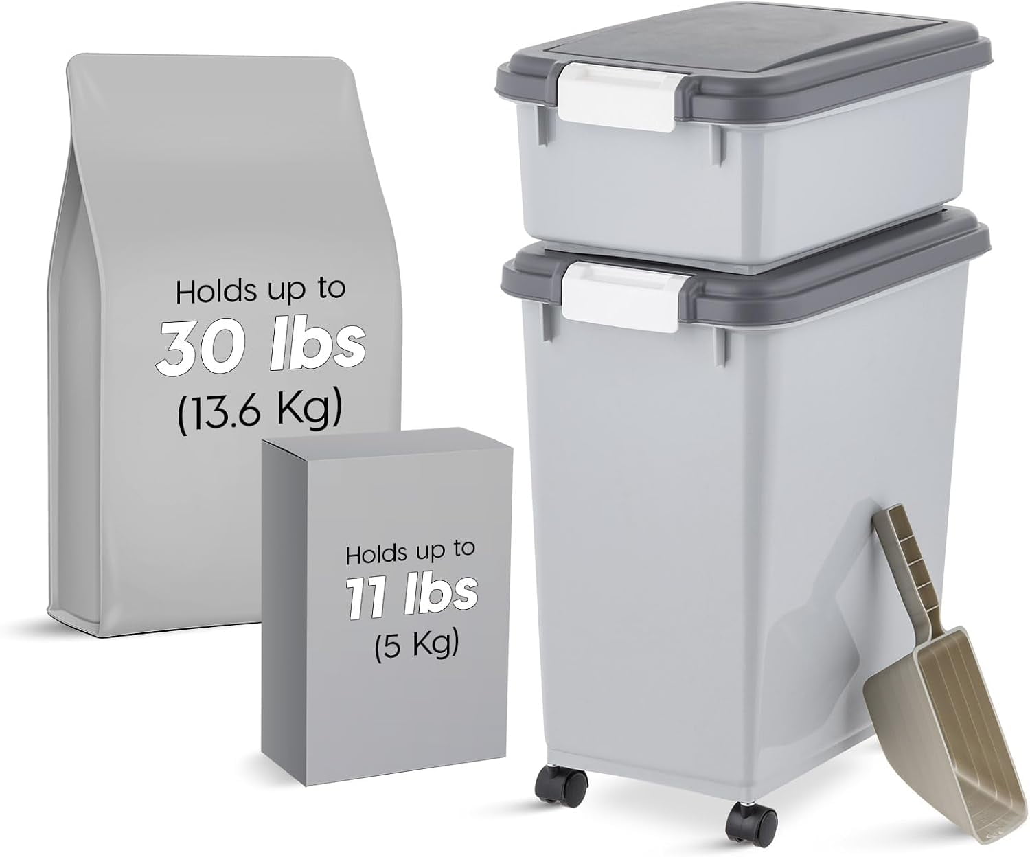 IRIS USA Airtight Dog Food Storage Container with Wheels, Up to 30 lbs ...