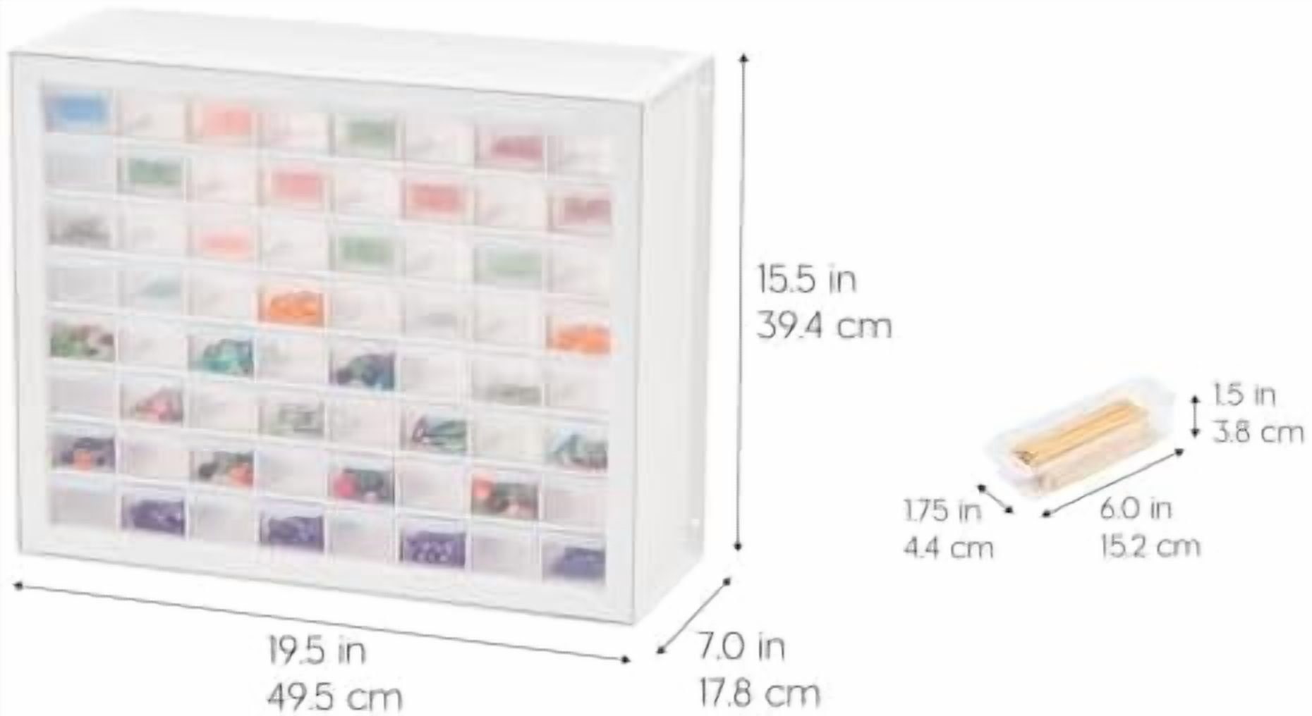 IRIS USA Bead Organizer Storage Bin Drawer Cabinet, 64-Drawer Plastic ...