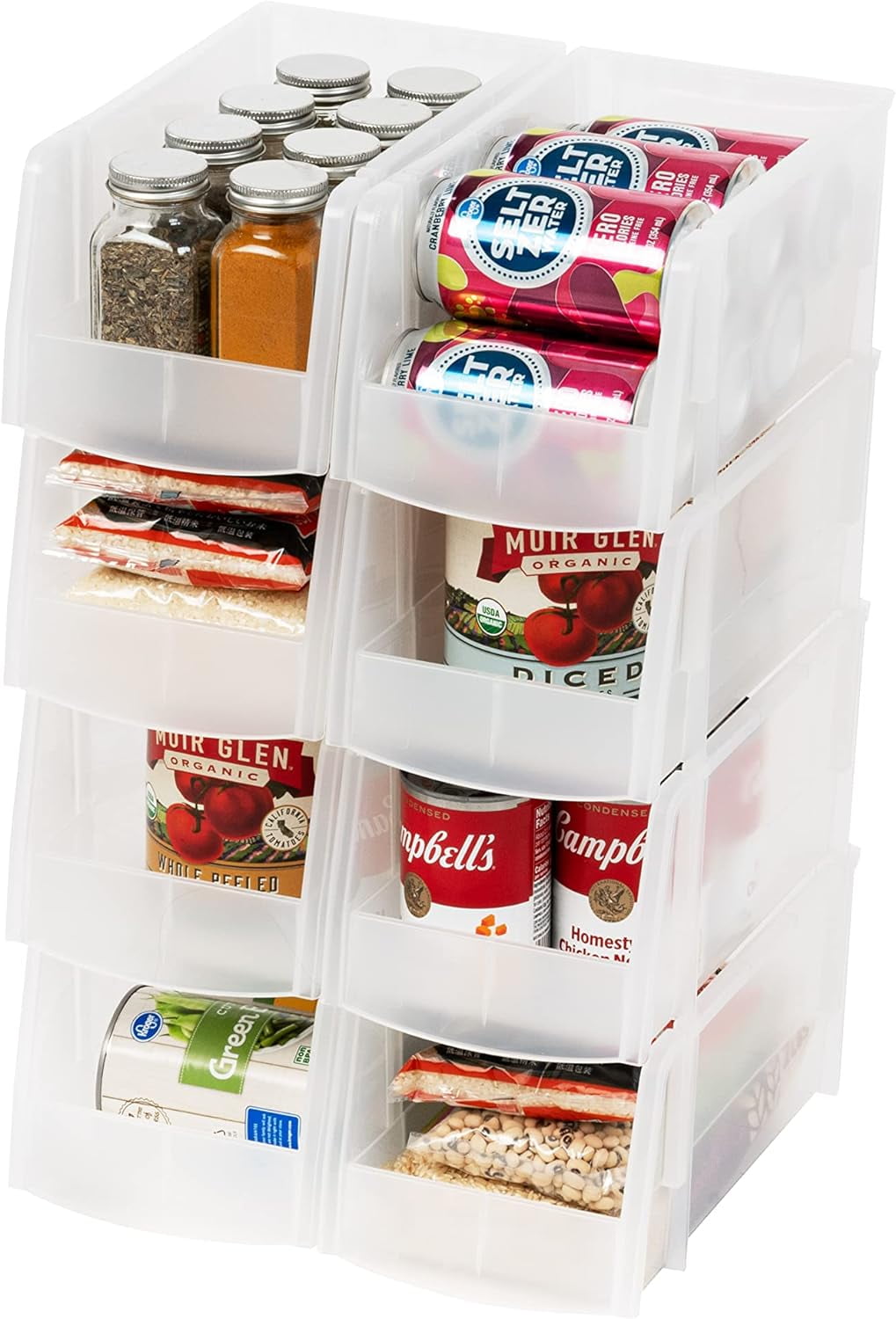 IRIS USA Clear Plastic Stackable Storage Bins Bundle – Medium (8 Pack ...