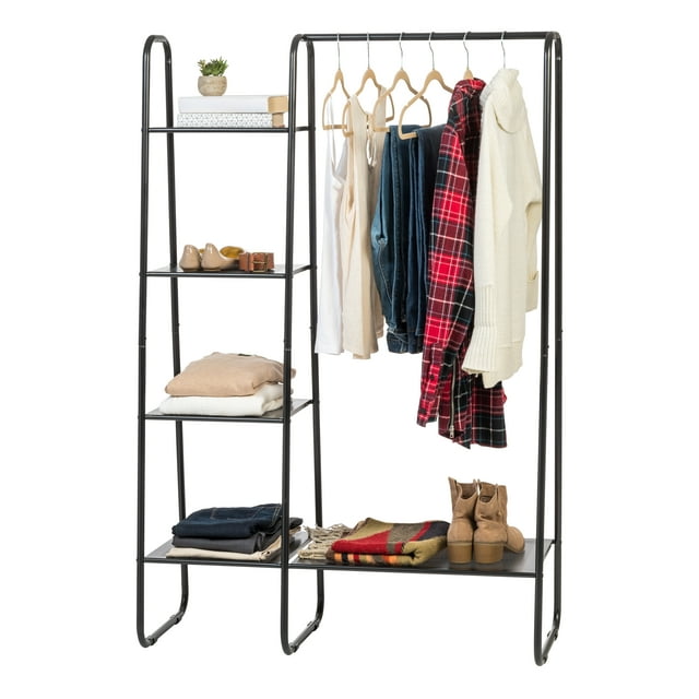 Free Shipping! IRIS USA Clothes Rack with 4 Metal Shelves, Freestanding ...