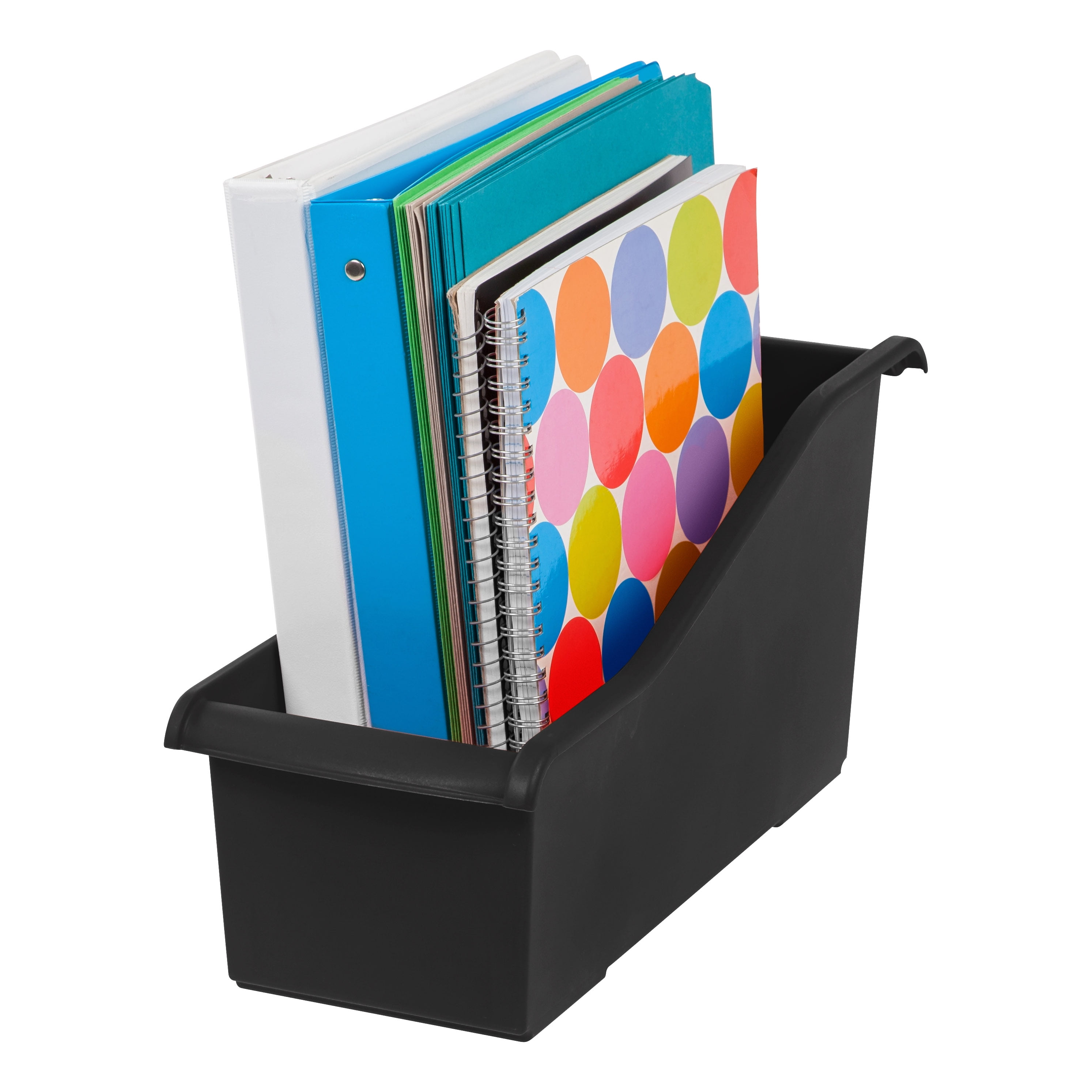 IRIS USA, Connecting Plastic Book Bin, Black - Walmart.com