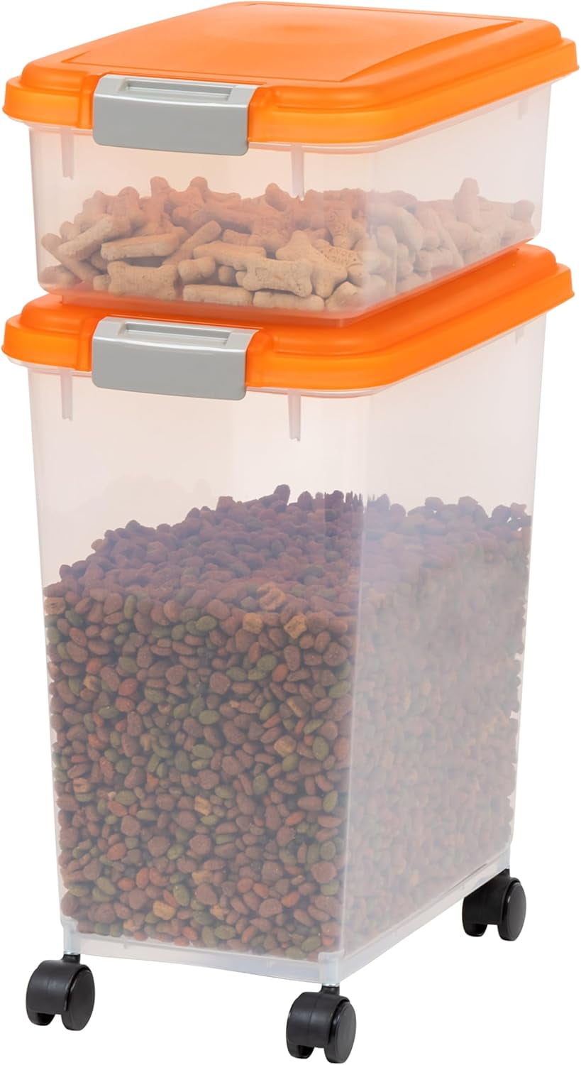 IRIS USA Dog Food Storage Container, 30 lbs & 11 lbs Combo, Cat Food ...