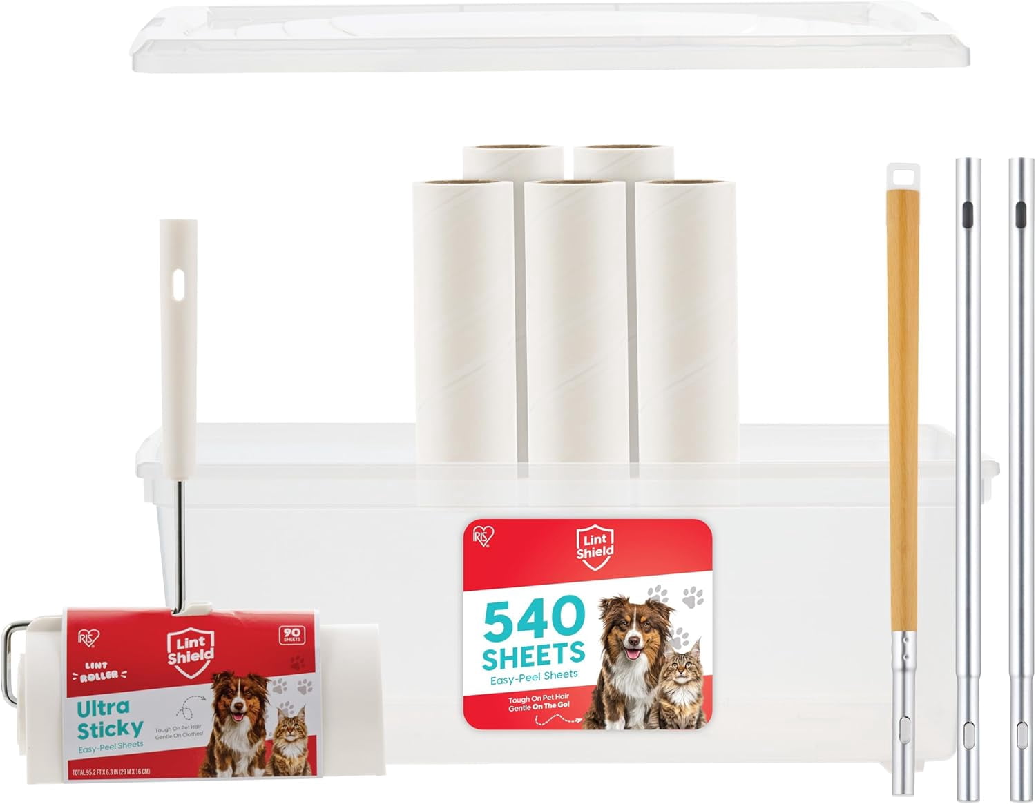 IRIS Extra Sticky Lint Roller, Floor Pack Comes with Storage Box ...
