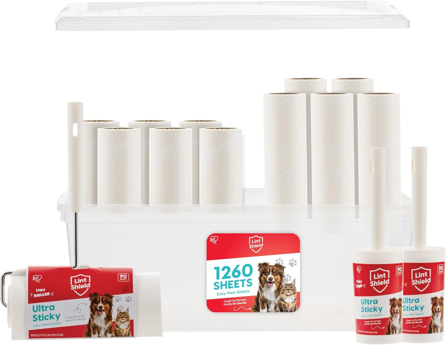 IRIS USA Extra Sticky Lint Roller, Value Pack Comes with Storage Box ...