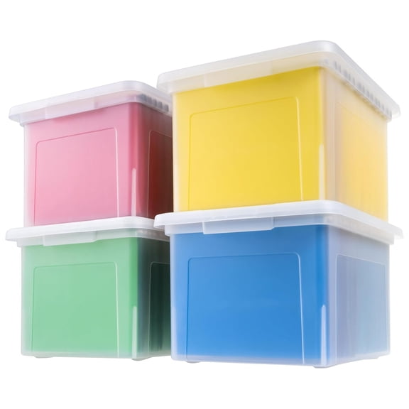 File Box, Plastic File Organizer with Lids for Letter/Legal File ...