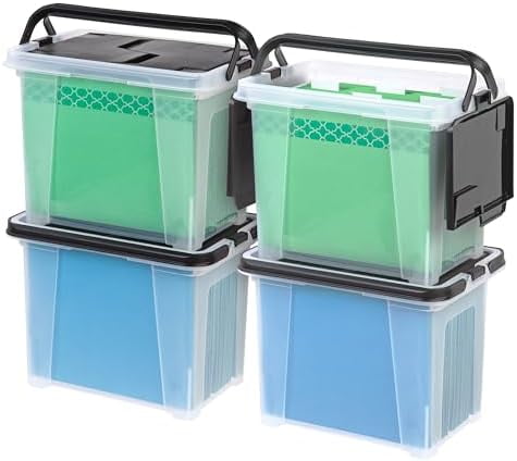 IRIS USA File Box with Lid File Organizer for Letter File w/ Organizer ...