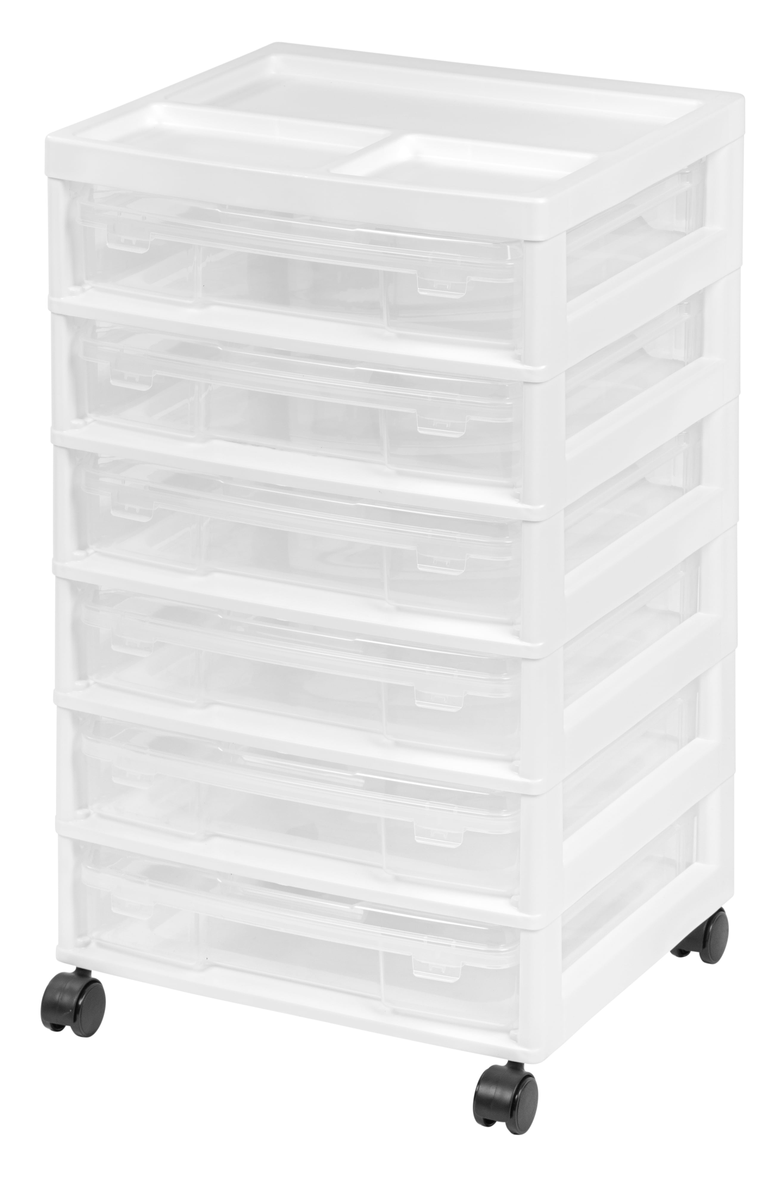 IRIS USA 6-Tier Scrapbook Storage Cart, Clear Cases, Built-in Handle ...