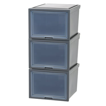 Iris Stackable Storage Drawer, 10.85 gal, 15.75" x 19.62" x 11.5", Gray ...