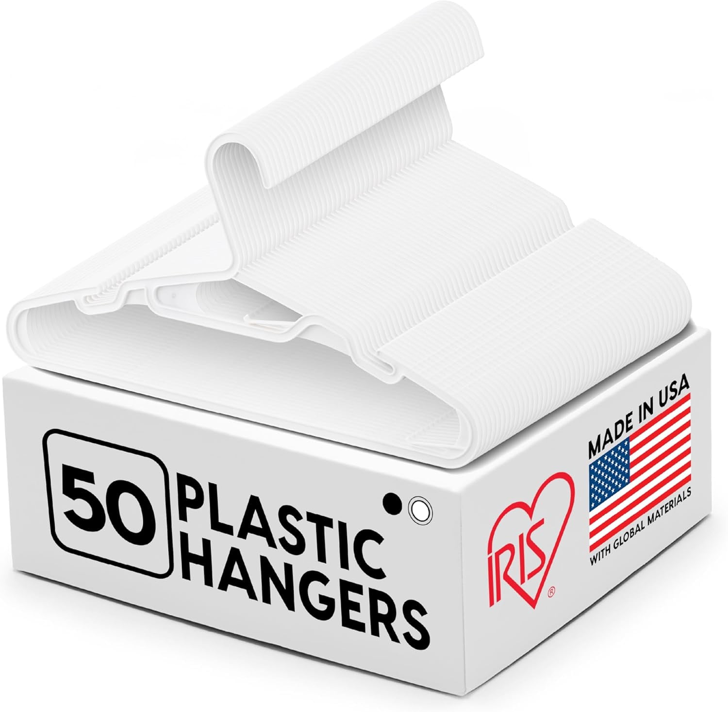 IRIS USA Hangers 50 Pack, Clothes Hangers, Flexible Plastic Hangers ...