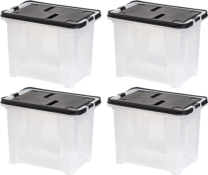 IRIS USA File Box File Organizer Plastic File Box w/ Winglid for Letter ...