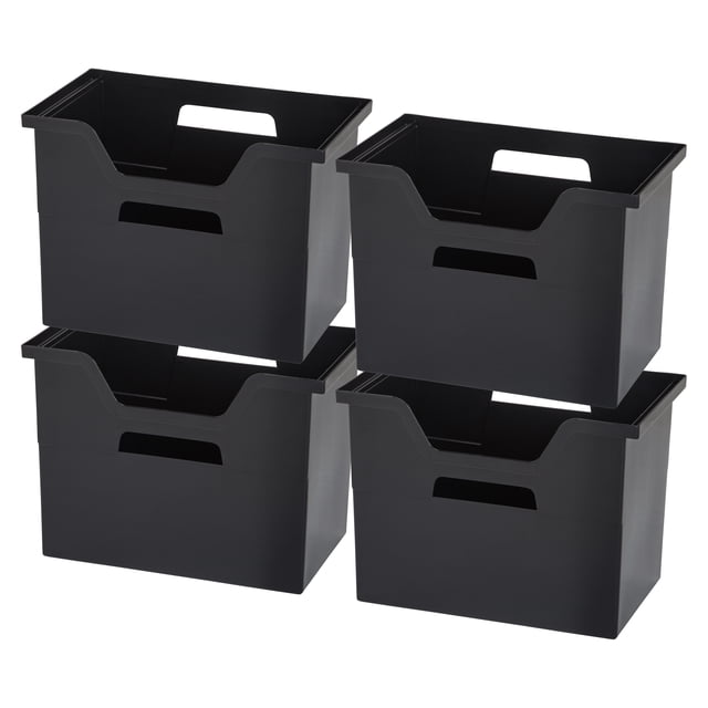 IRIS USA Large Plastic File Organizer, Open Storage Basket, Matte Black ...