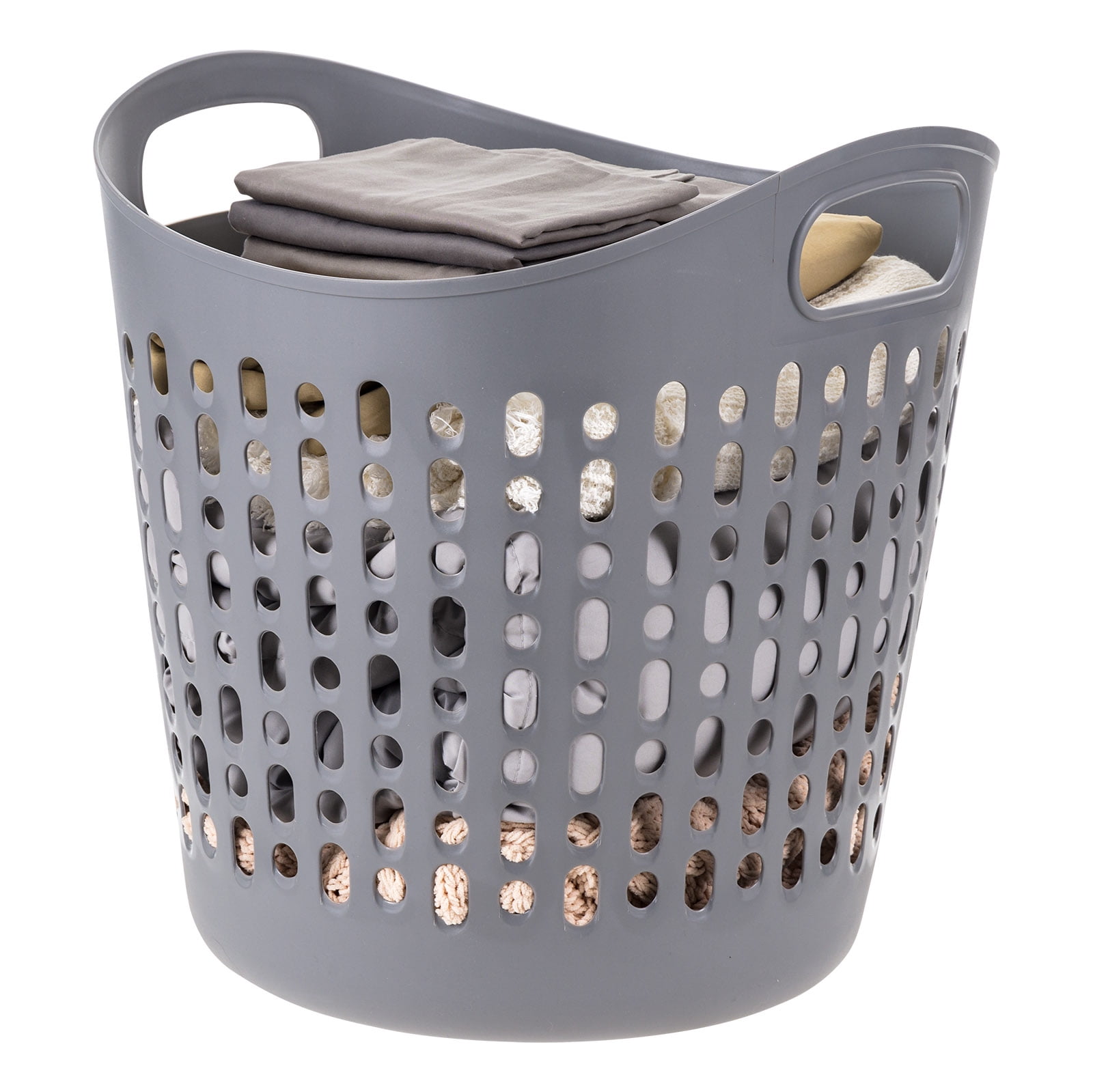 IRIS 3Pack Laundry Basket 40L Durable and Flexible, Portable Round Bin ...