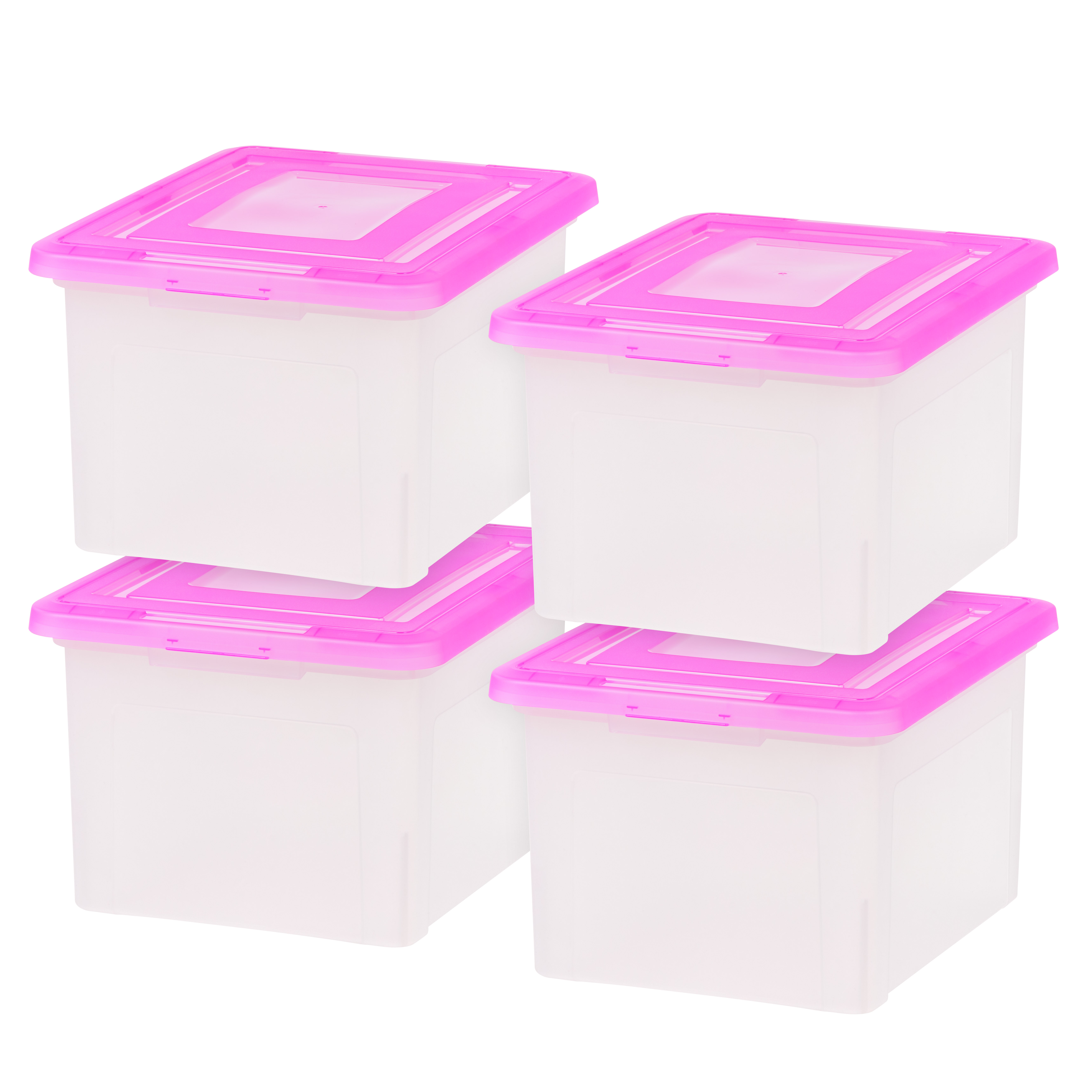 IRIS USA Legal and Letter Size Plastic File Storage Box, Tulip Pink ...