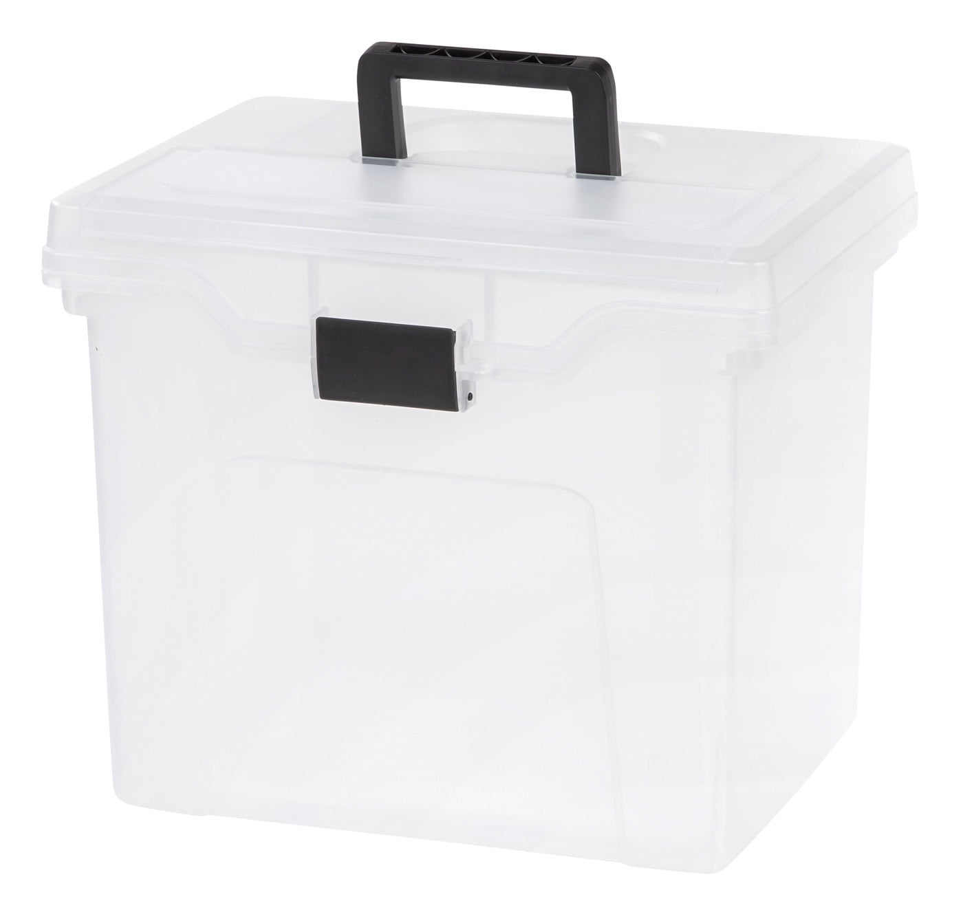 IRIS USA, Letter Size Portable File Box With Organizer Lid, Clear ...